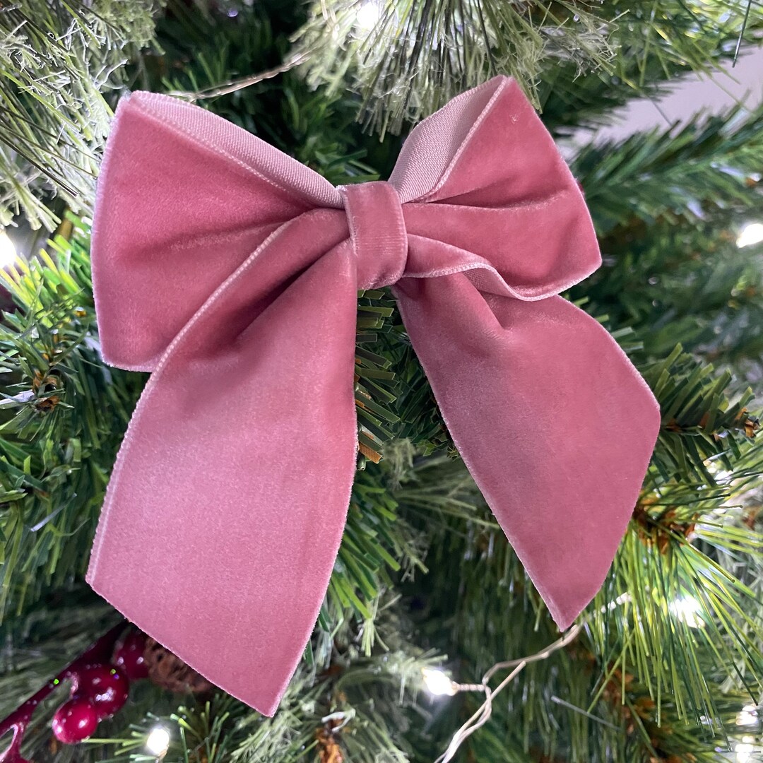 Dusty Pink Velvet Christmas Tree Bows Velvet Bows For Christmas Tree