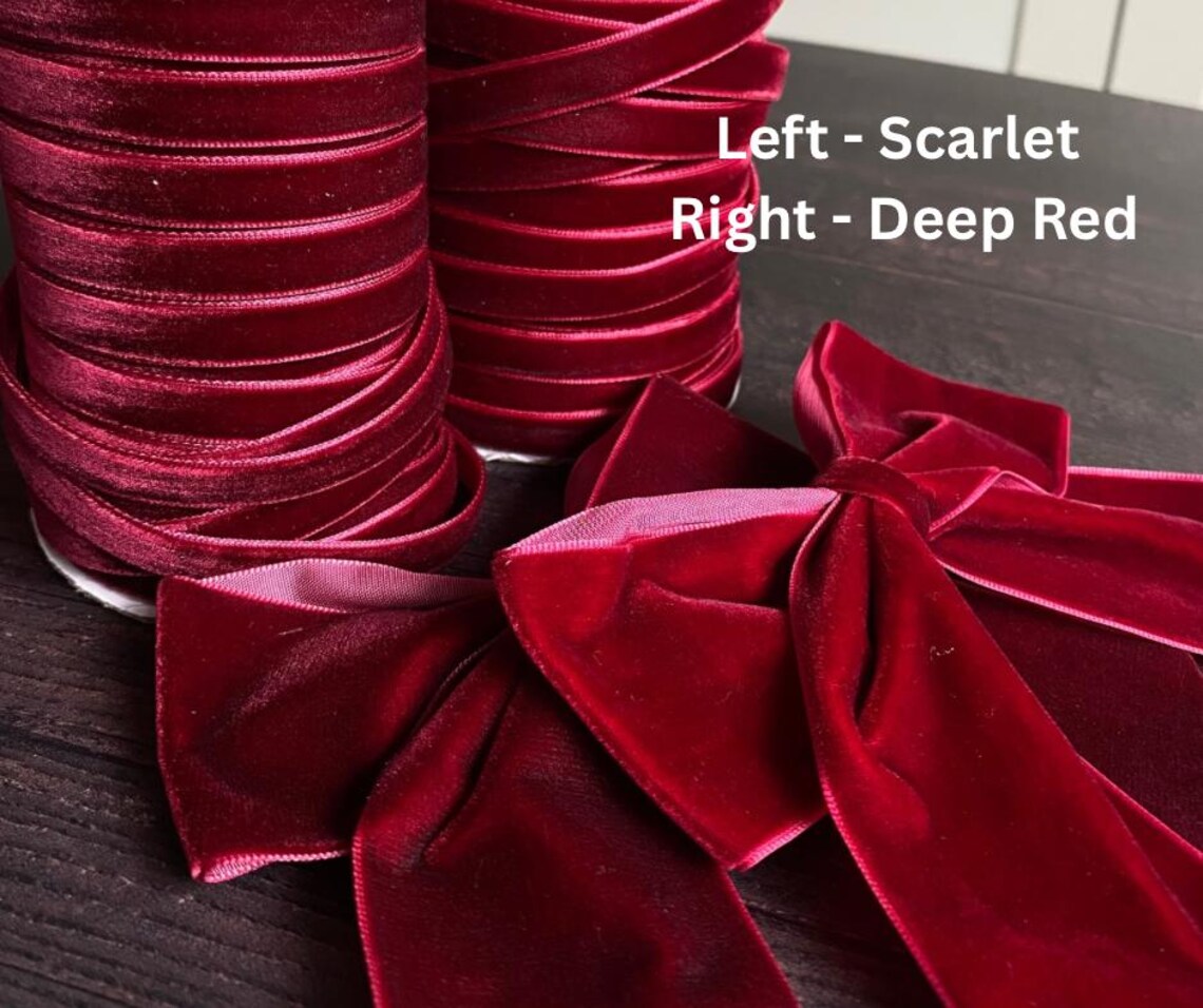 Scarlet Bow Topper for Christmas Tree, Velvet Bows for Wreath, Big ...