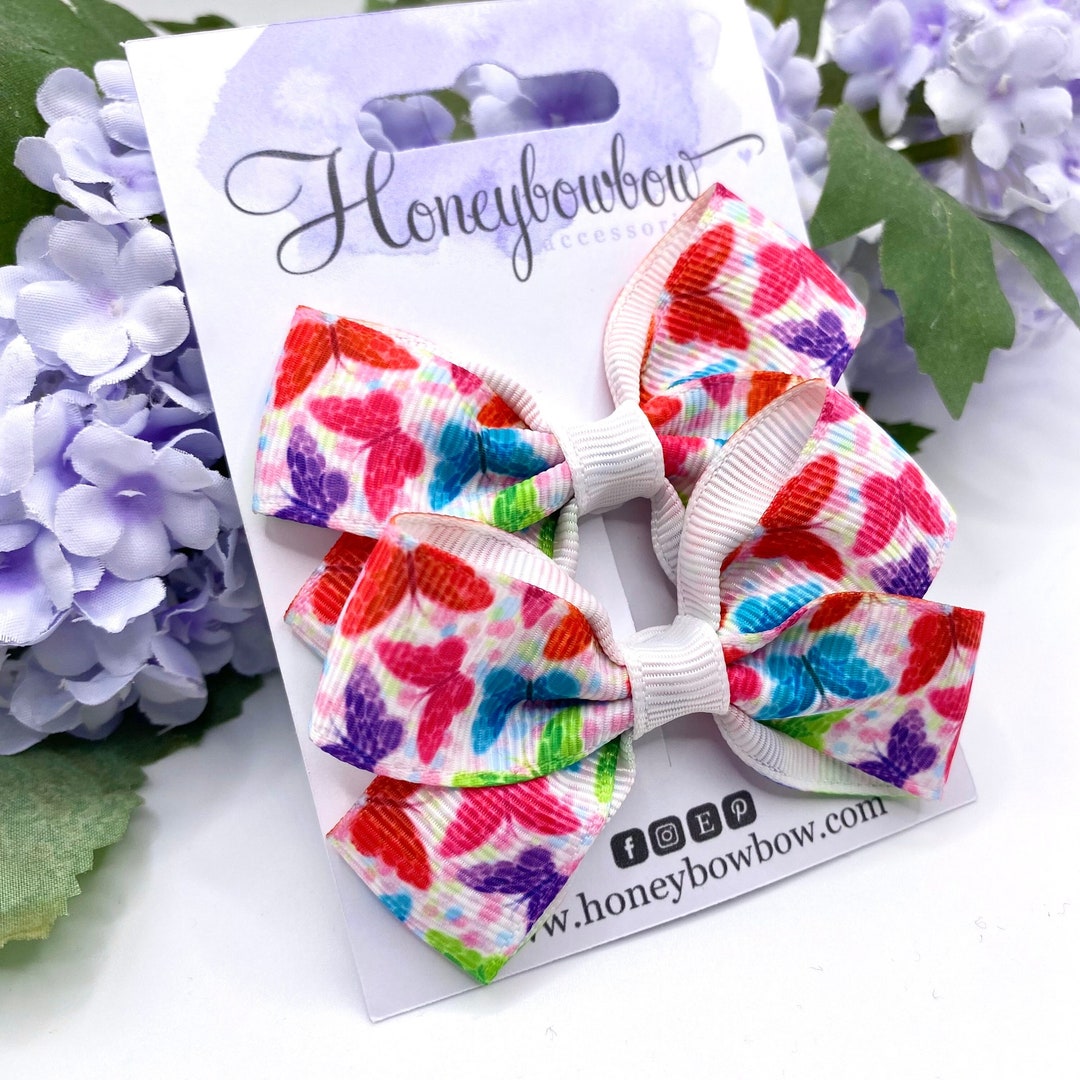 Butterfly Hair Clips Butterflies Hair Bows Butterfly Print - Etsy