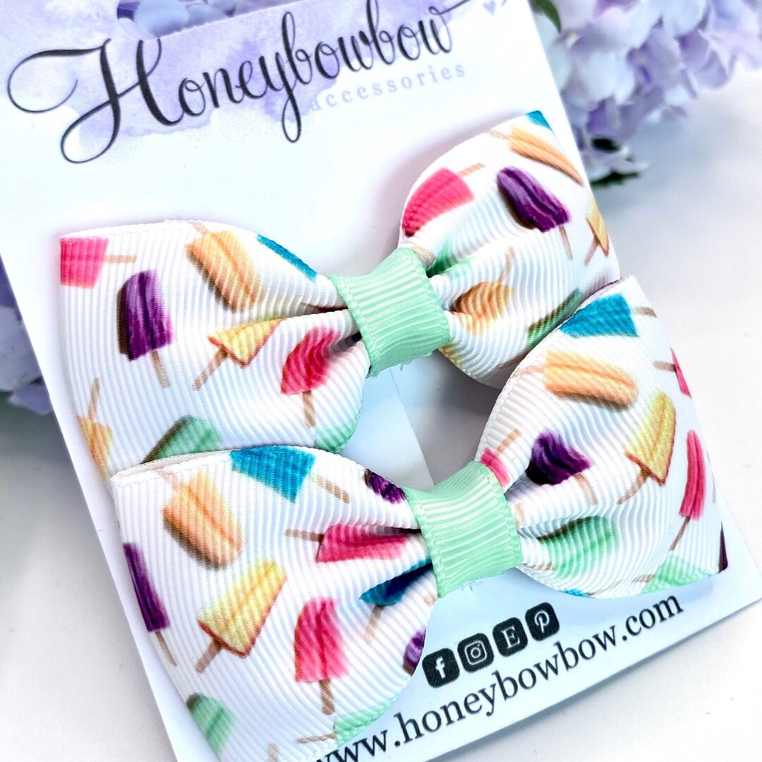 Ice Cream Bows, Ice Lolly Bow, Summer Hair Bow, Summer Vibes Hair Bows ...