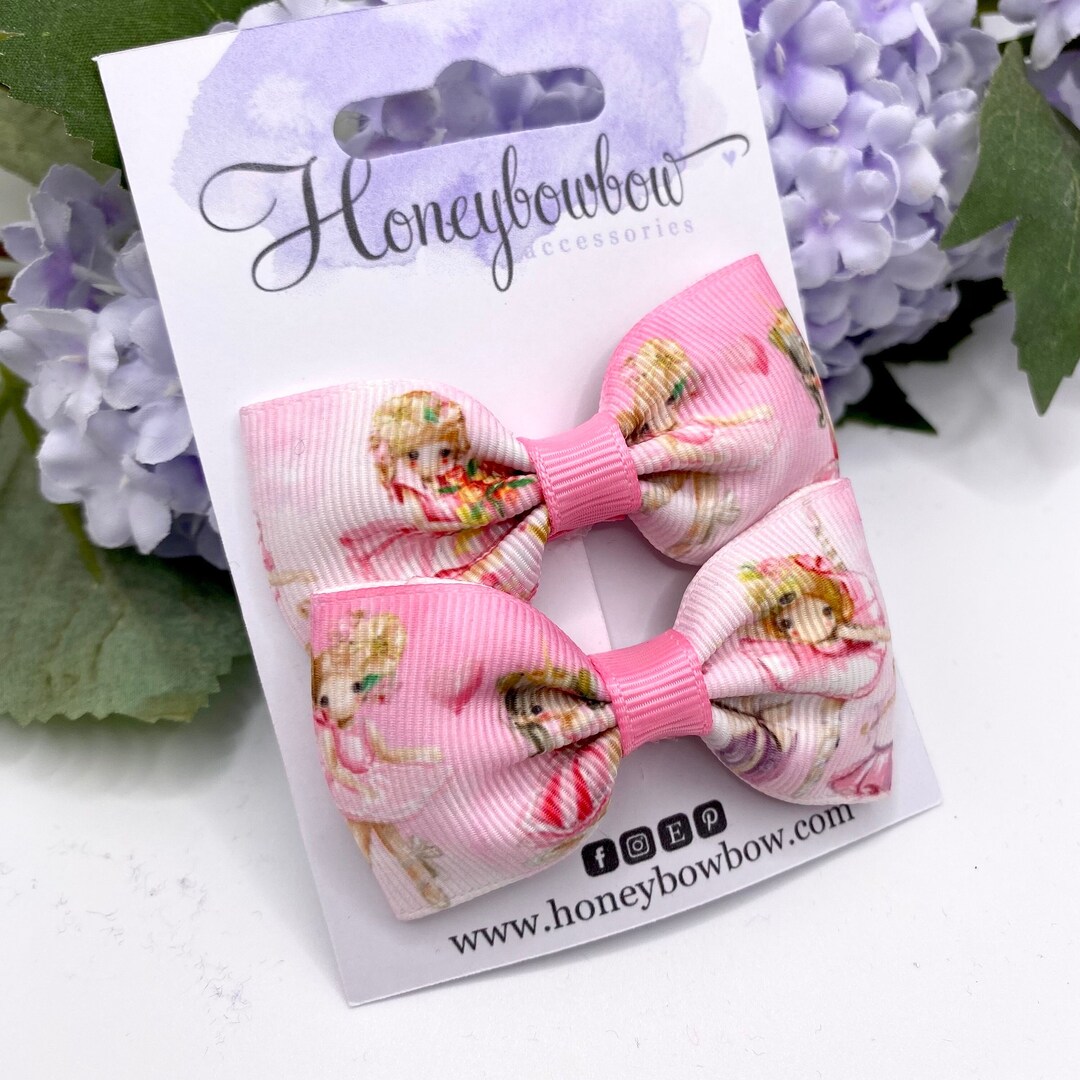 Ballet Bows, Pink Ballet Bow, Pink Hair Bow, Summer Hair Bows, Pair of ...