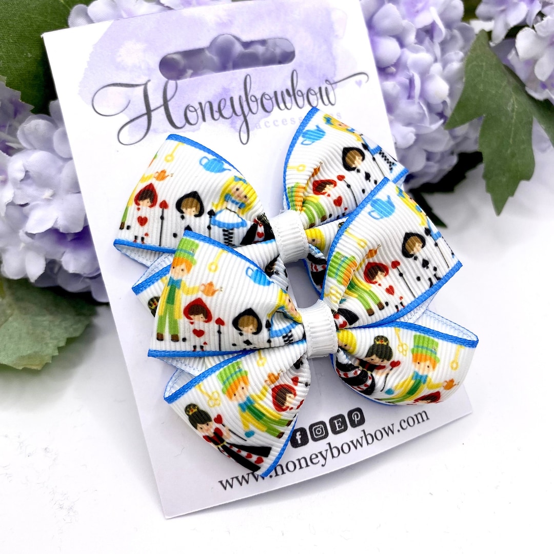 Alice Hair Bows, Alice in Wonderland Hair Clips, Mad Hatter Hair Clips, Queen of Hearts - Etsy