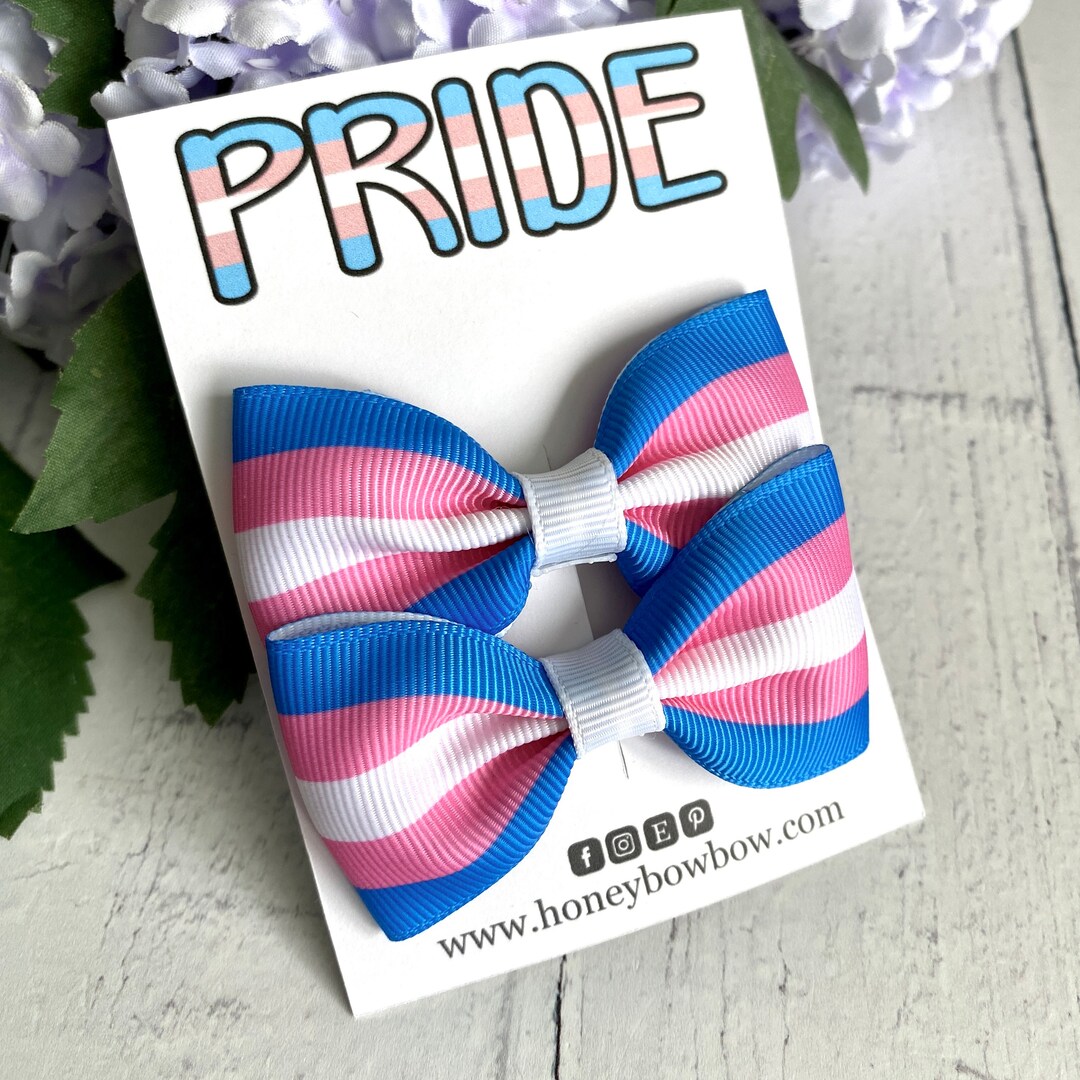 TRANSGENDER Flag Hair Bows Trans Hair Bow Transgender - Etsy