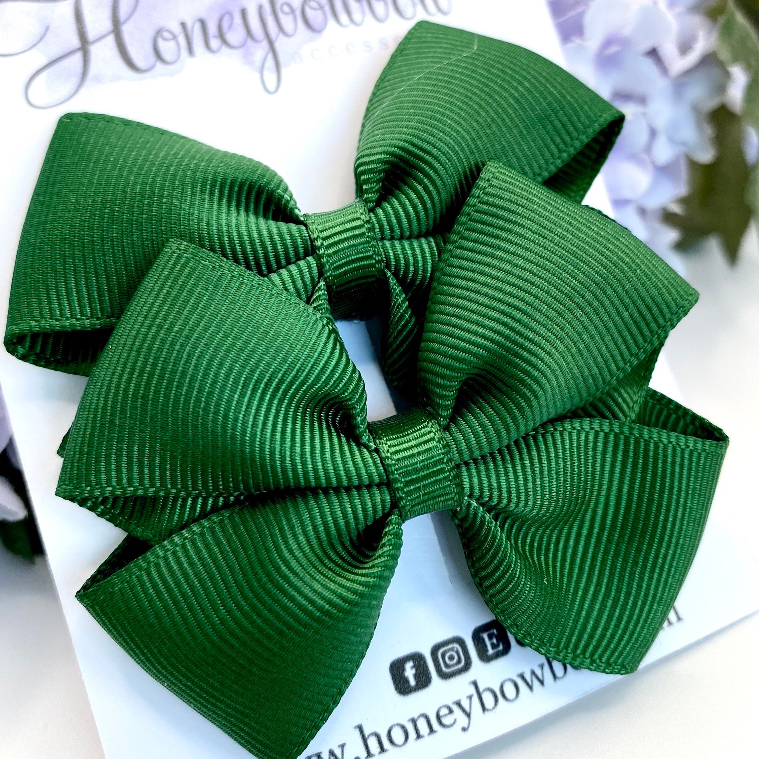Dark Green Hair Bows Pair of Green Bows 2 and a Half Inch Bows Pair of Green Clips Alligator Clip Bow Forest Green Ribbon Bow Etsy