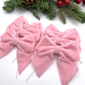 Pink Christmas Tree Bows, Baby Pink Velvet Bows, Baby Pink Christmas ...