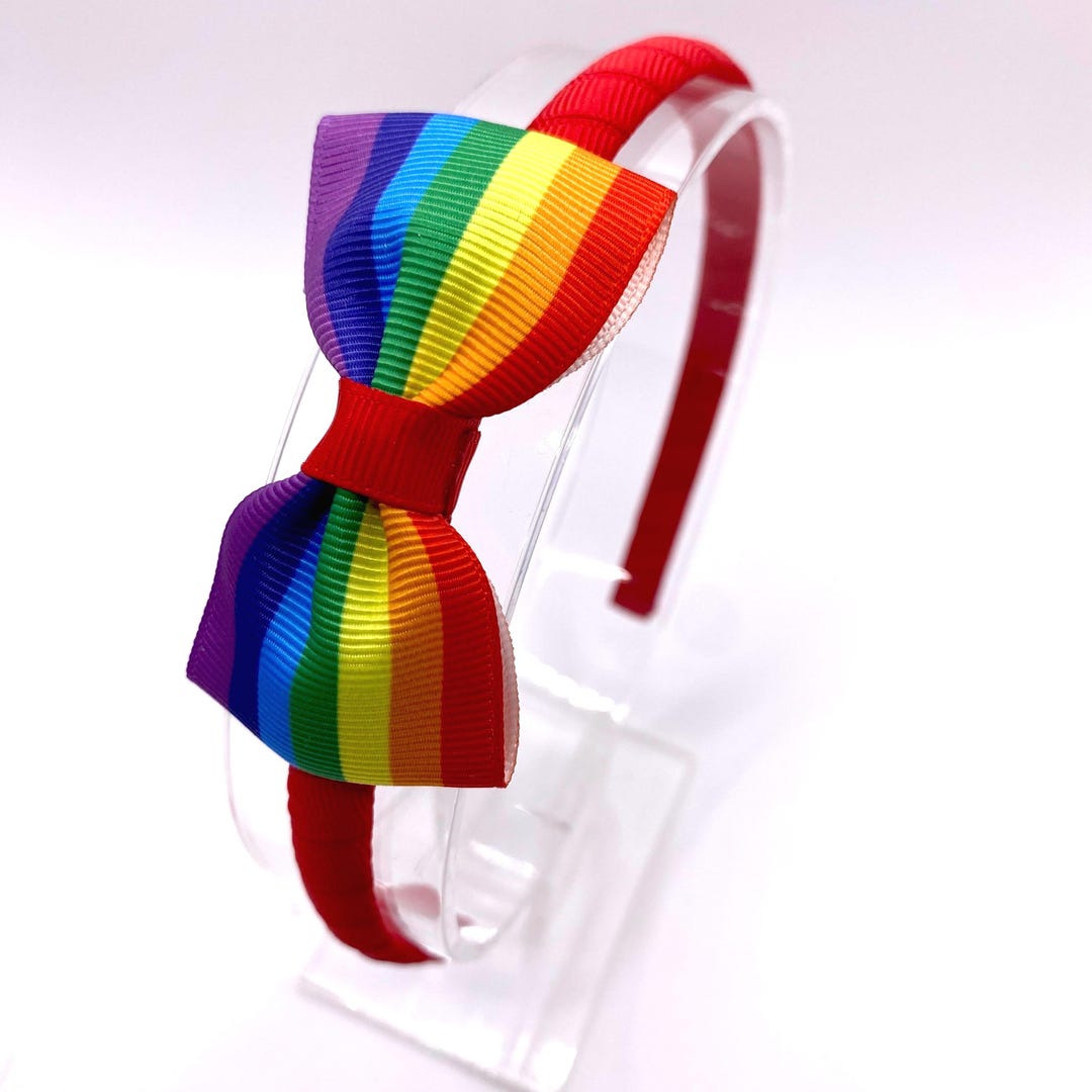 Ribbon Head Band, Rainbow Head Band, Red Alice Band, Beown Rainbow Hair ...