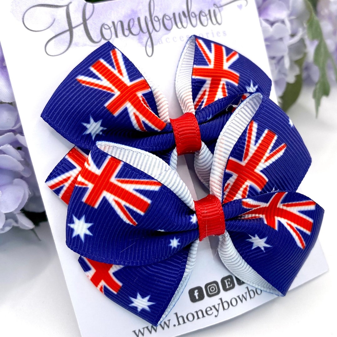 Australian Flag Hair Bows, Aussie Flag, Australia Flag, Country Hair ...