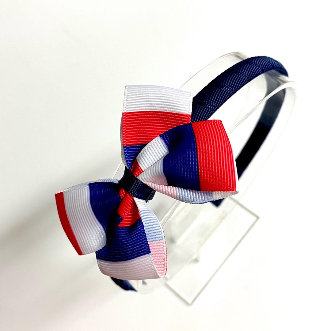 French Flag Headband, France Bow Hair Band, French Hair Bow, Red Blue ...