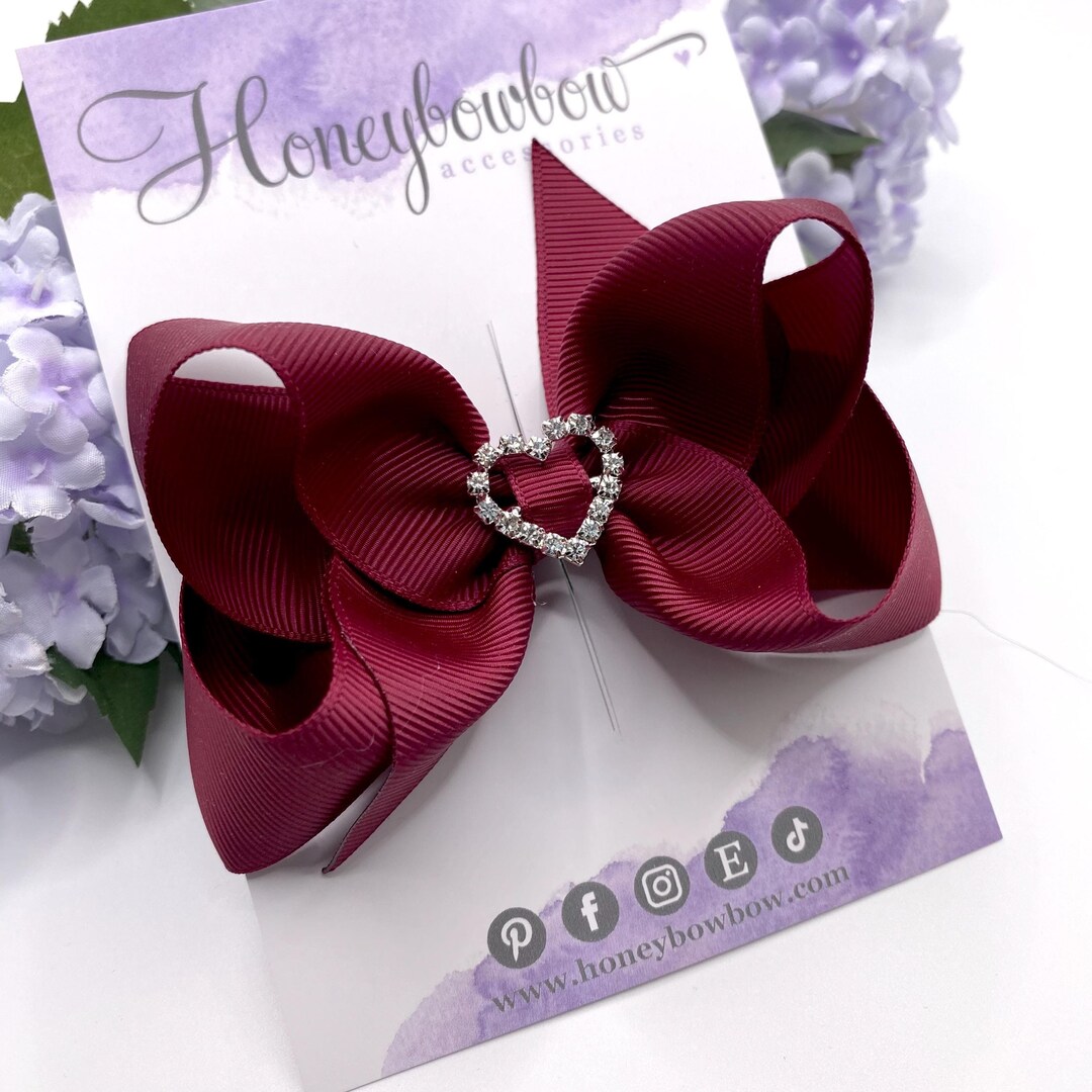 Burgundy Bowtique Bows, Burgundy Ribbon Hairbow, Ribbon Hair Bow ...