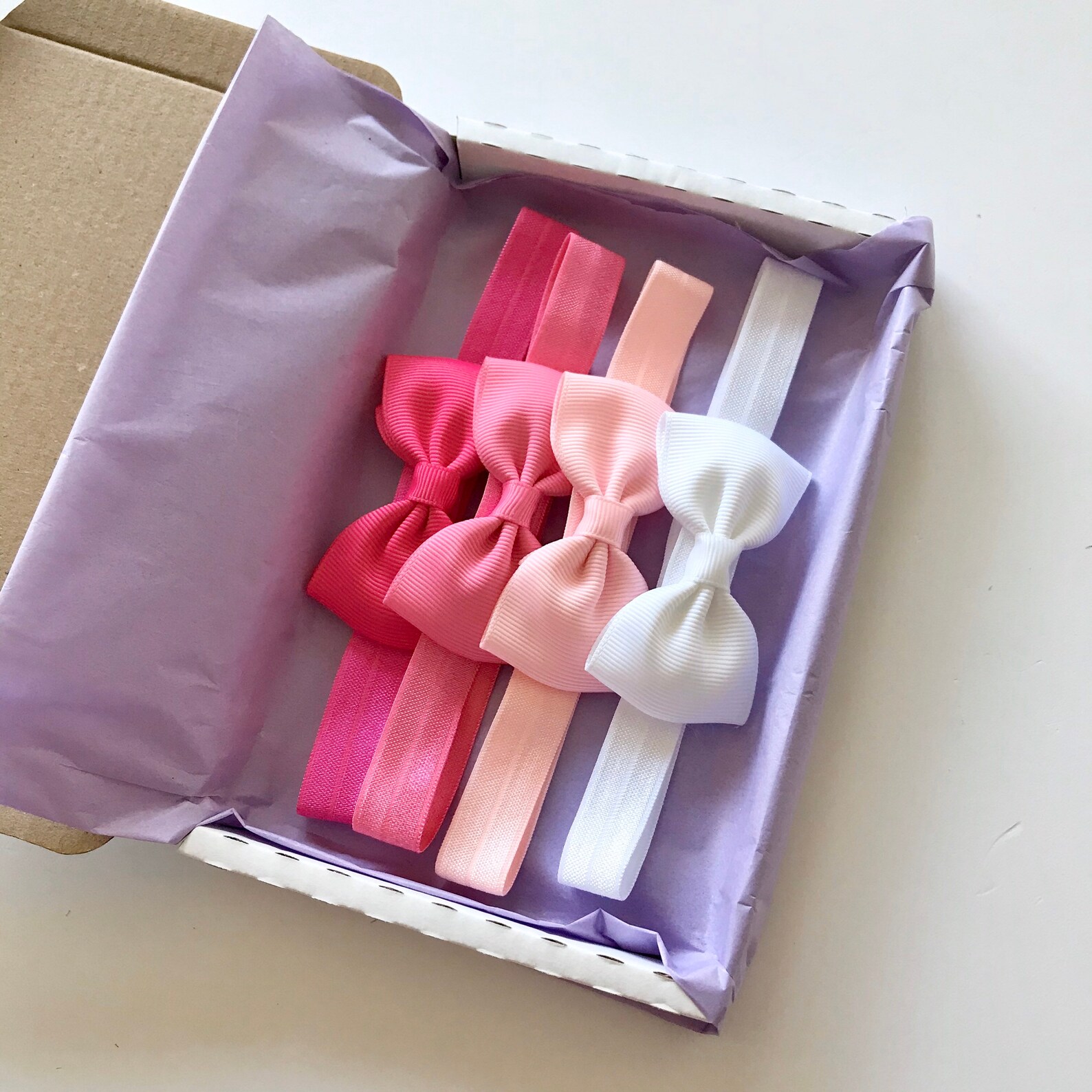 Pink baby head bands small baby bows set of 4 baby | Etsy