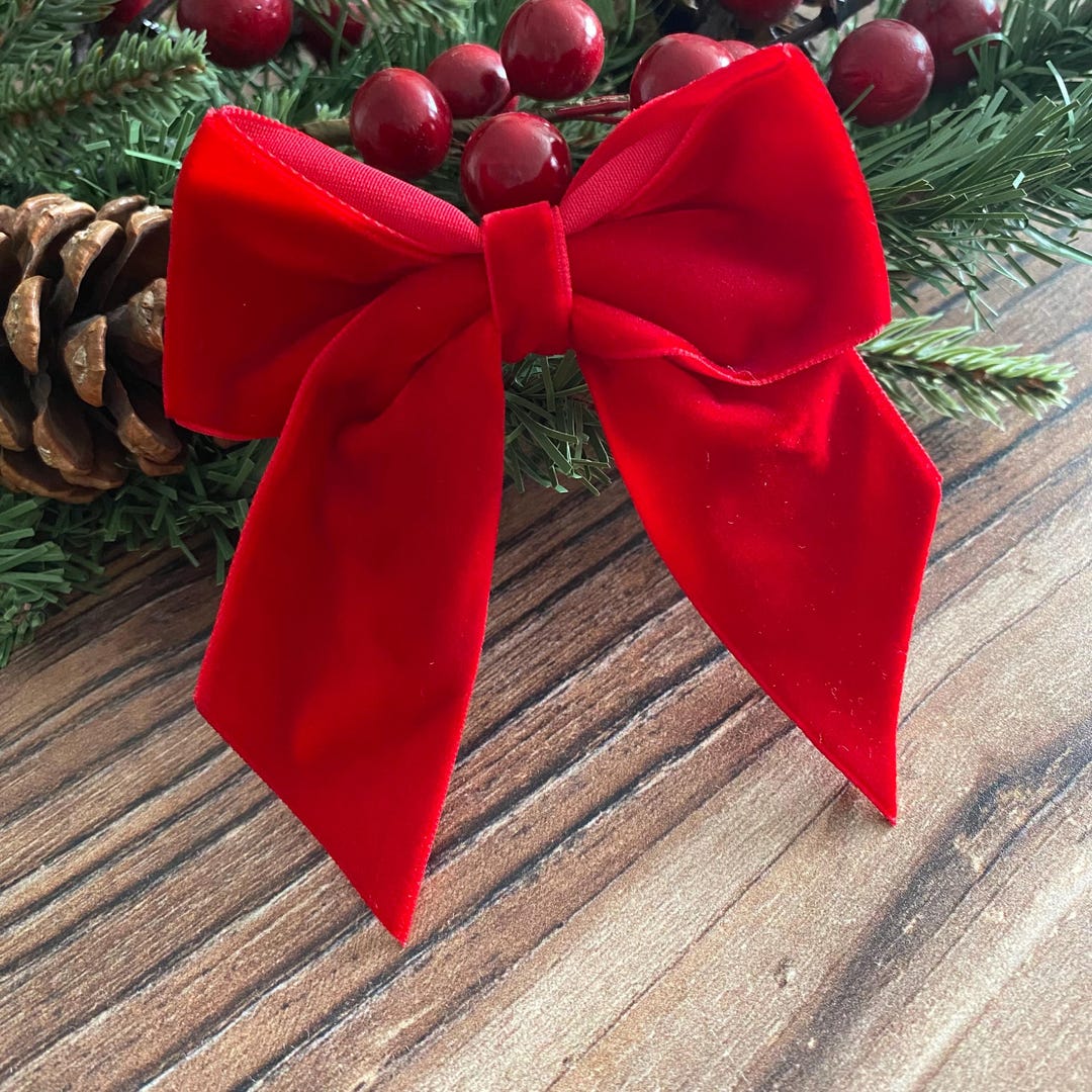 RED Velvet Pre Tied Bow, 4 Inch Velvet Bow, Single Bow Pick - Etsy