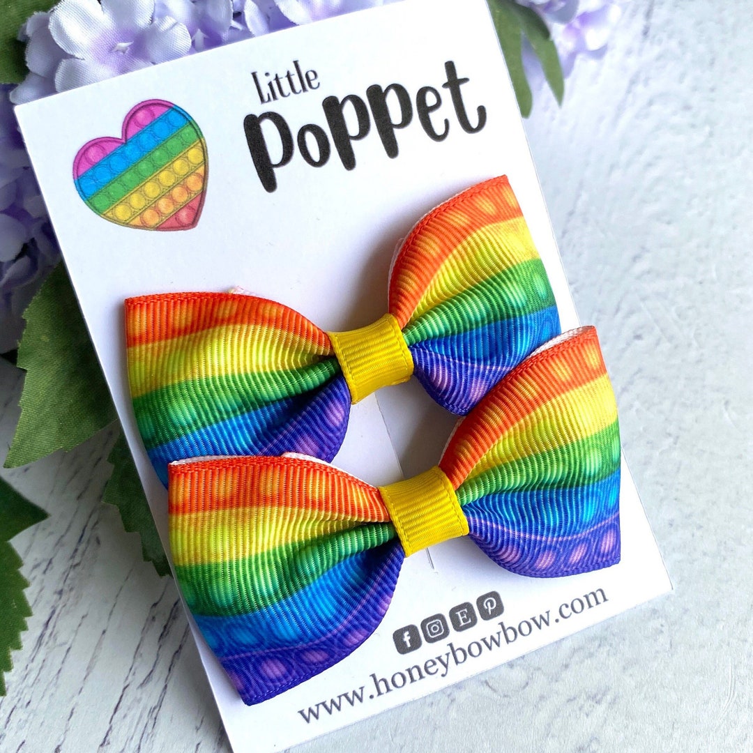 Rainbow Hair Bow Popping Hair Bow Pop It Bow Bright Hair - Etsy