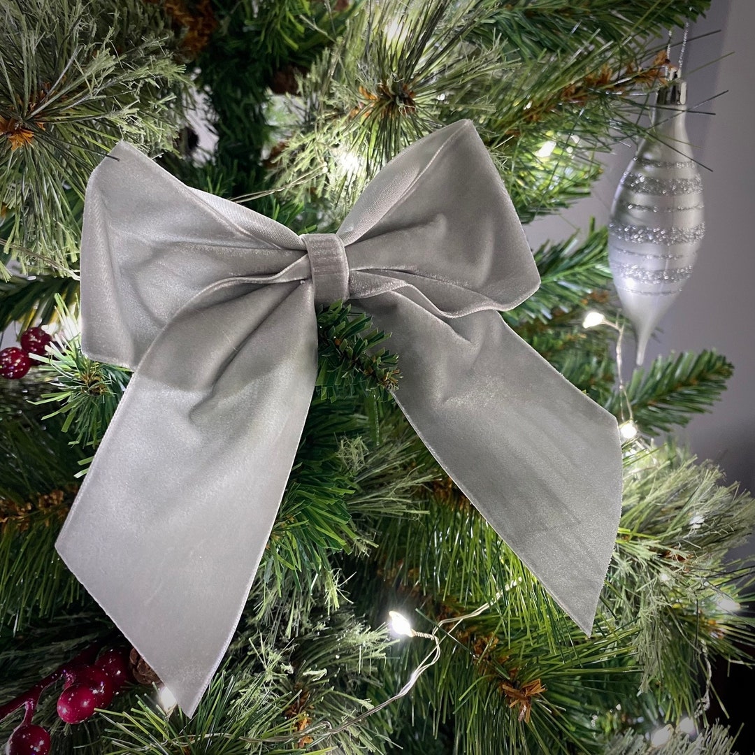 Light Grey Velvet Christmas Tree Bows, Velvet Bows for Christmas Tree ...