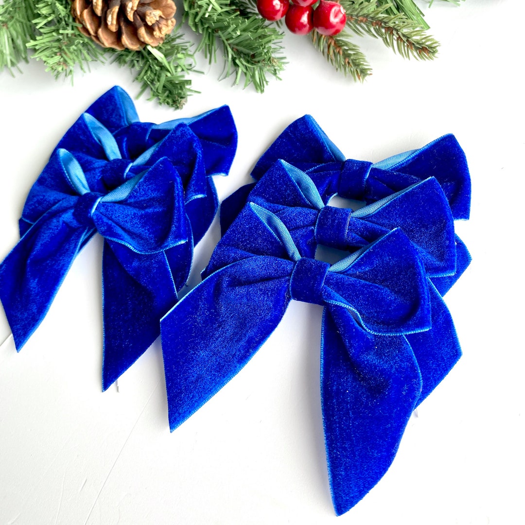 Blue Velvet Christmas Tree Bows Velvet Bows for Christmas - Etsy