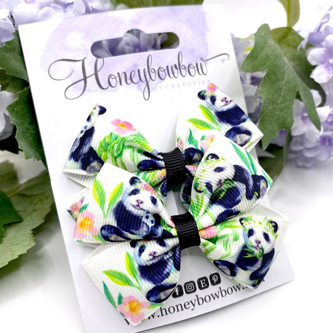 Panda Hair Bows, Panda Hair Clips, Black and White Hair Bows, - Etsy