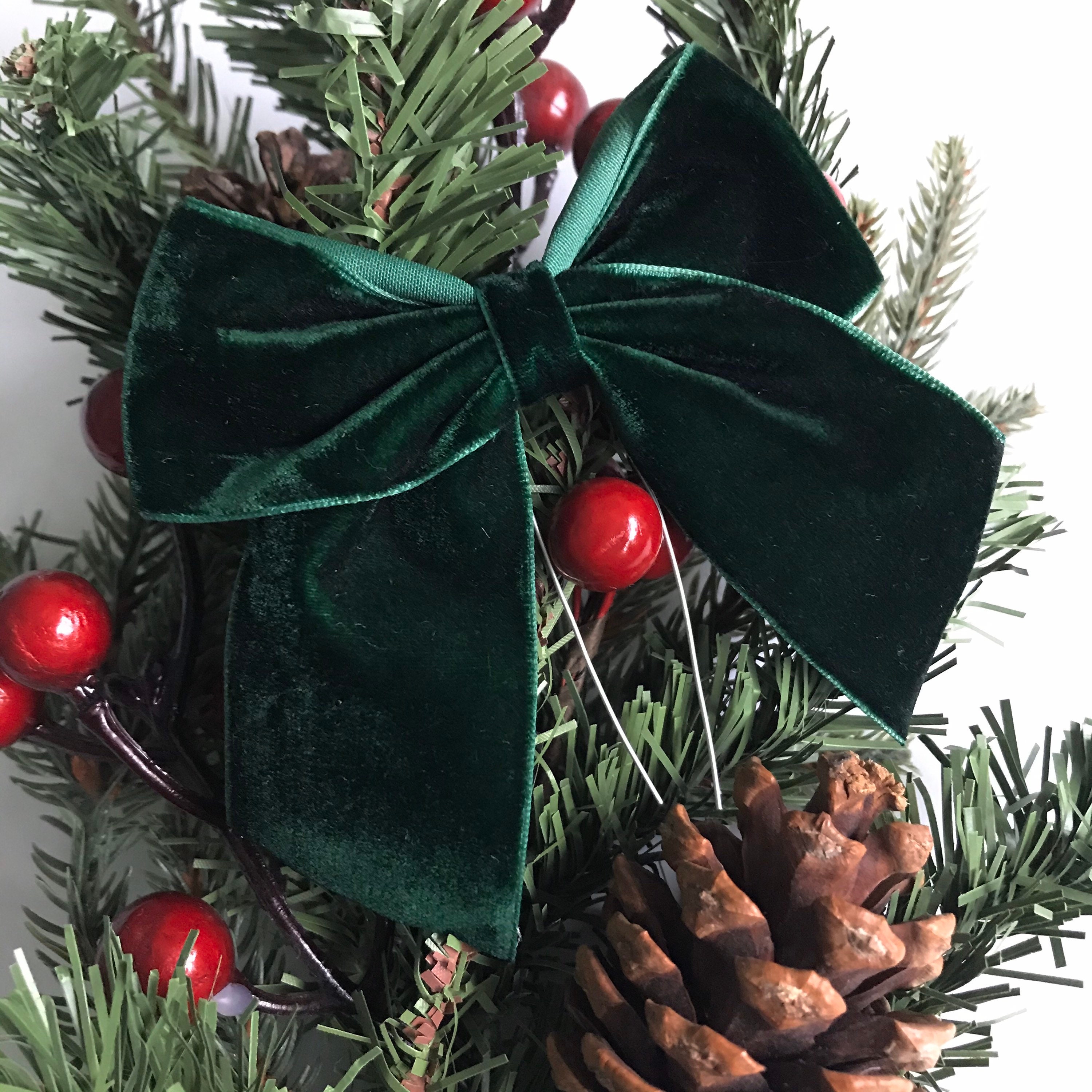 Dark Green Velvet Christmas Tree Bows Velvet Bows for - Etsy UK