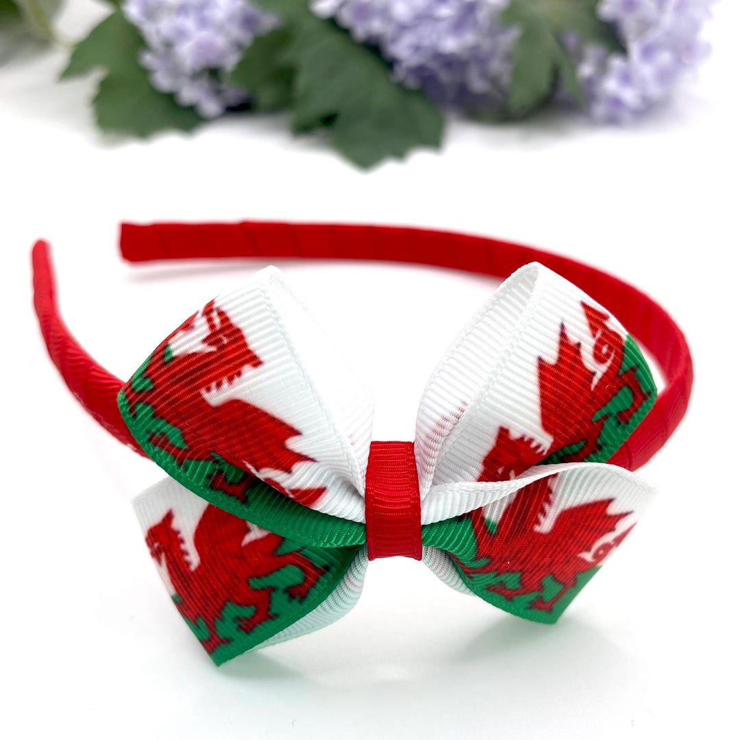 Wales Bow, Welsh Hair Bow, Red Dragon Hair Bows, Welsh Flag Hair Clips ...