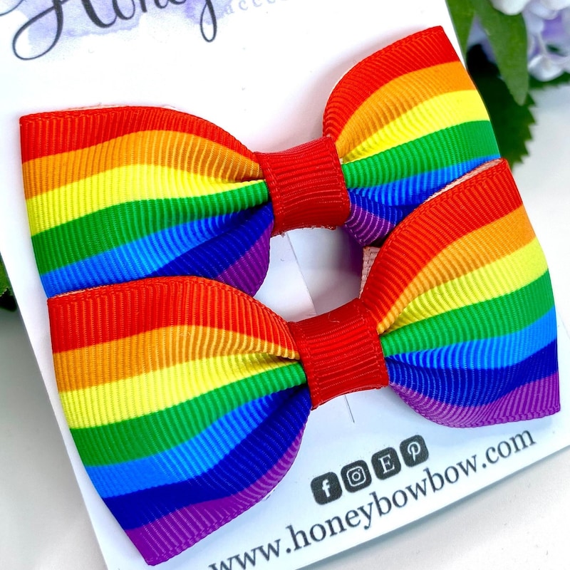 Rainbow Hair Bow - Etsy