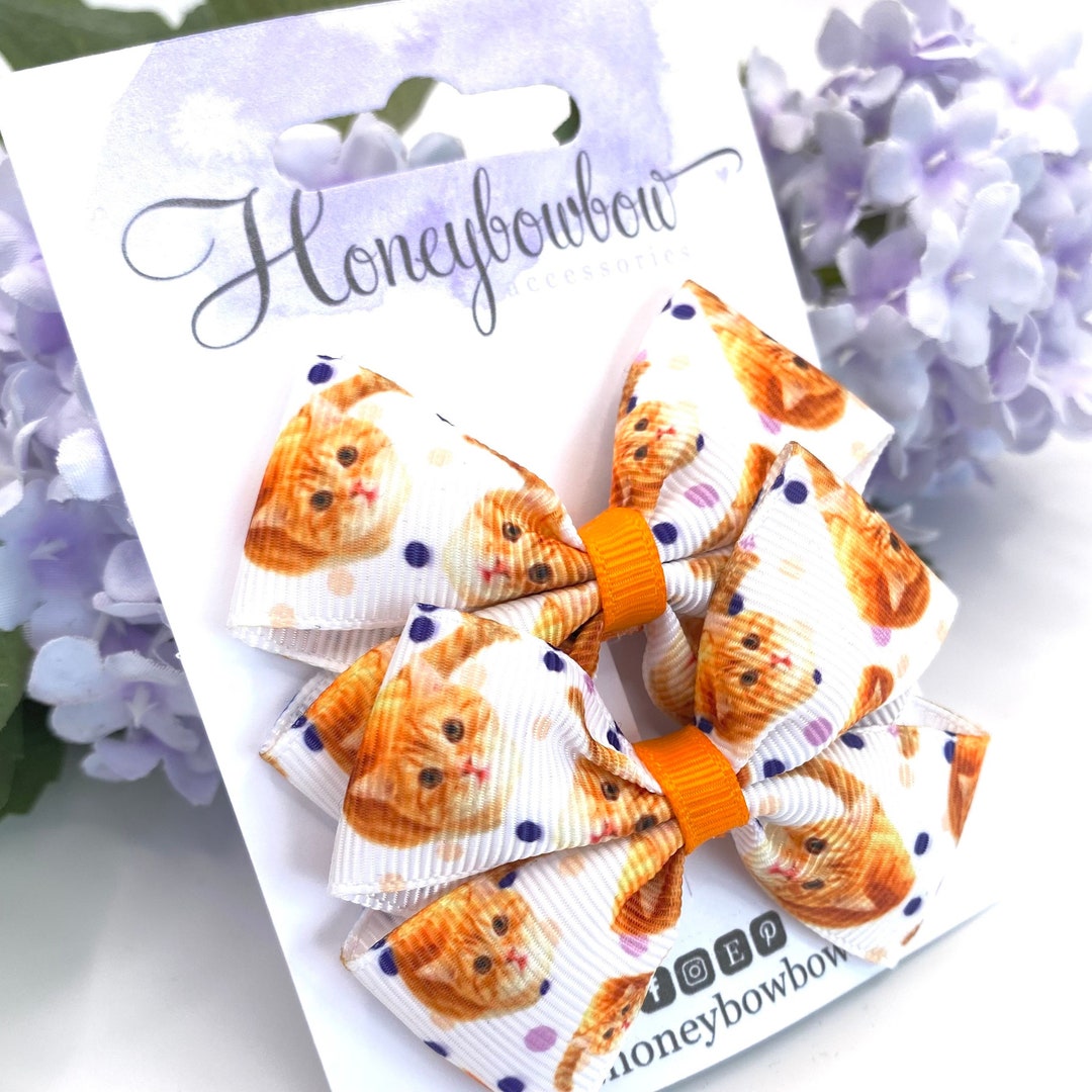 Ginger Cat Hair Bows, Kitty Hair Bows, Cat Hair Clips, Cat Hair Bows - Etsy