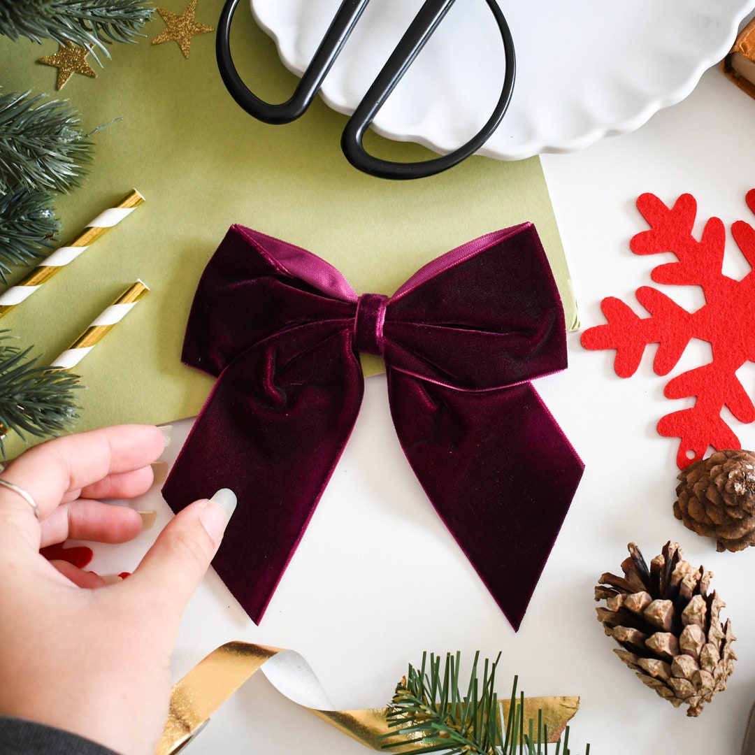 Wine Velvet Christmas Tree Bows Velvet Bows For Christmas Tree