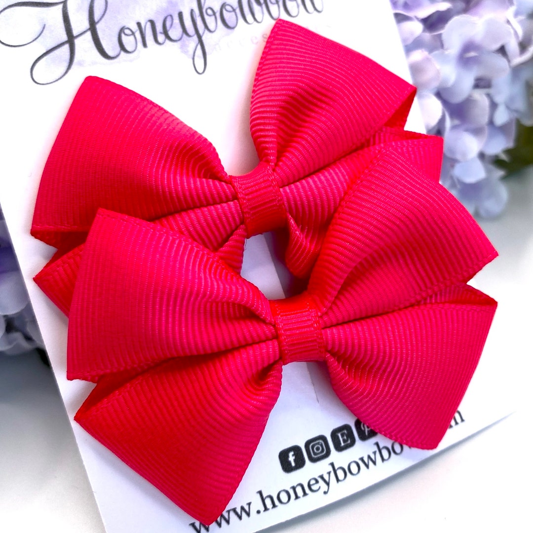 Shocking Pink Hair Bows, Shocking Pink Hair Bows, Pink Hair Clips ...