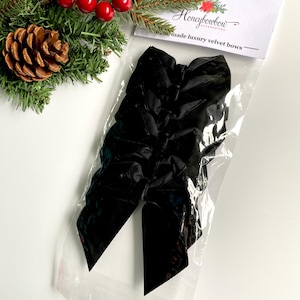Black Velvet Christmas Tree Bows, Velvet Bows for Christmas Tree, Christmas Decorations, Black ...