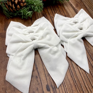 White Velvet Christmas Tree Bows, Velvet Bows for Christmas Tree ...