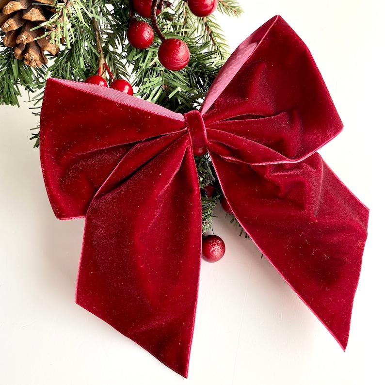 SCARLET Velvet Christmas Tree Bows Velvet Bows for Christmas - Etsy UK