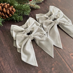Silver Velvet Christmas Tree Bows Velvet Bows for Christmas - Etsy UK