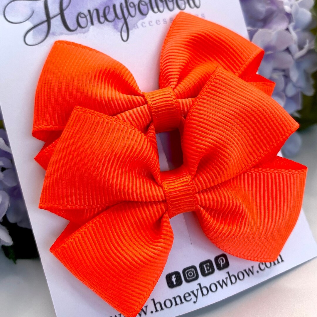 Neon Orange Bows, 2 and a Half Inch Ribbon Bows, Small Bows Neon ...