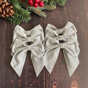 Silver Velvet Christmas Tree Bows Velvet Bows for Christmas - Etsy UK