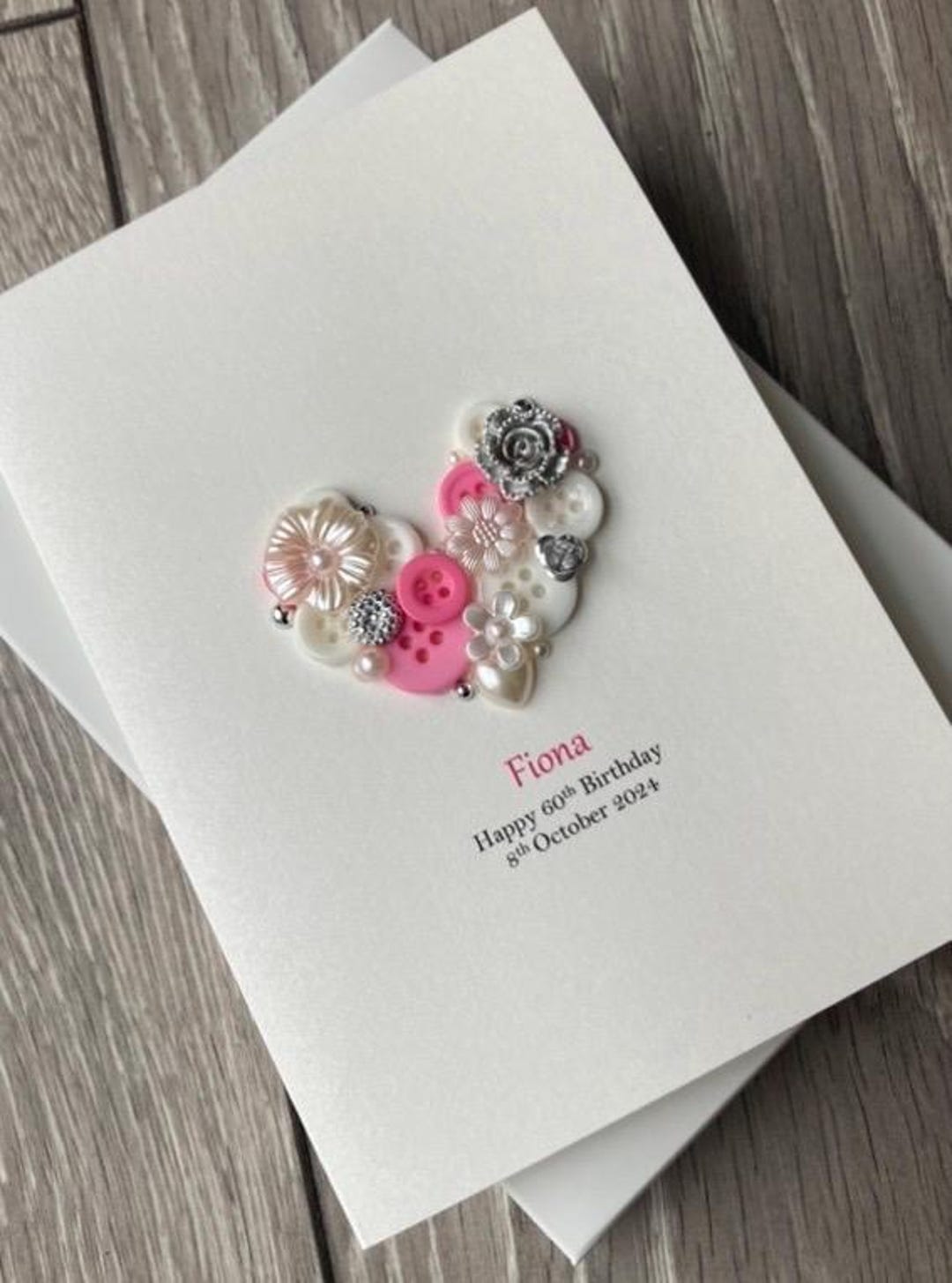 Handmade Birthday Card, Card for Mum, Card for Her, Celebration, Button ...