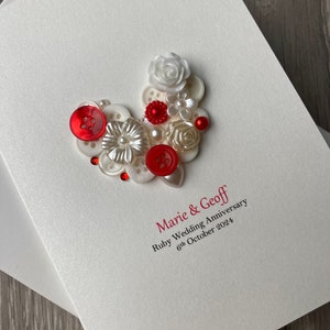 Ruby Anniversary Card, Handmade Card, 40th Anniversary Gift, Ruby ...