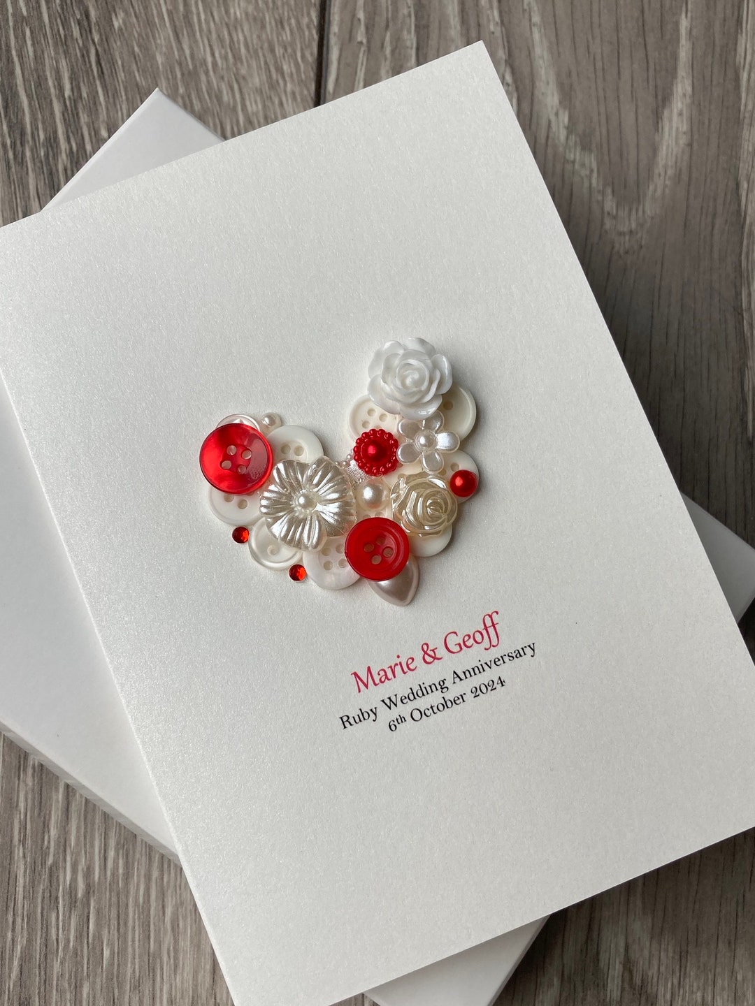 Ruby Anniversary Card, Handmade Card, 40th Anniversary Gift, Ruby ...