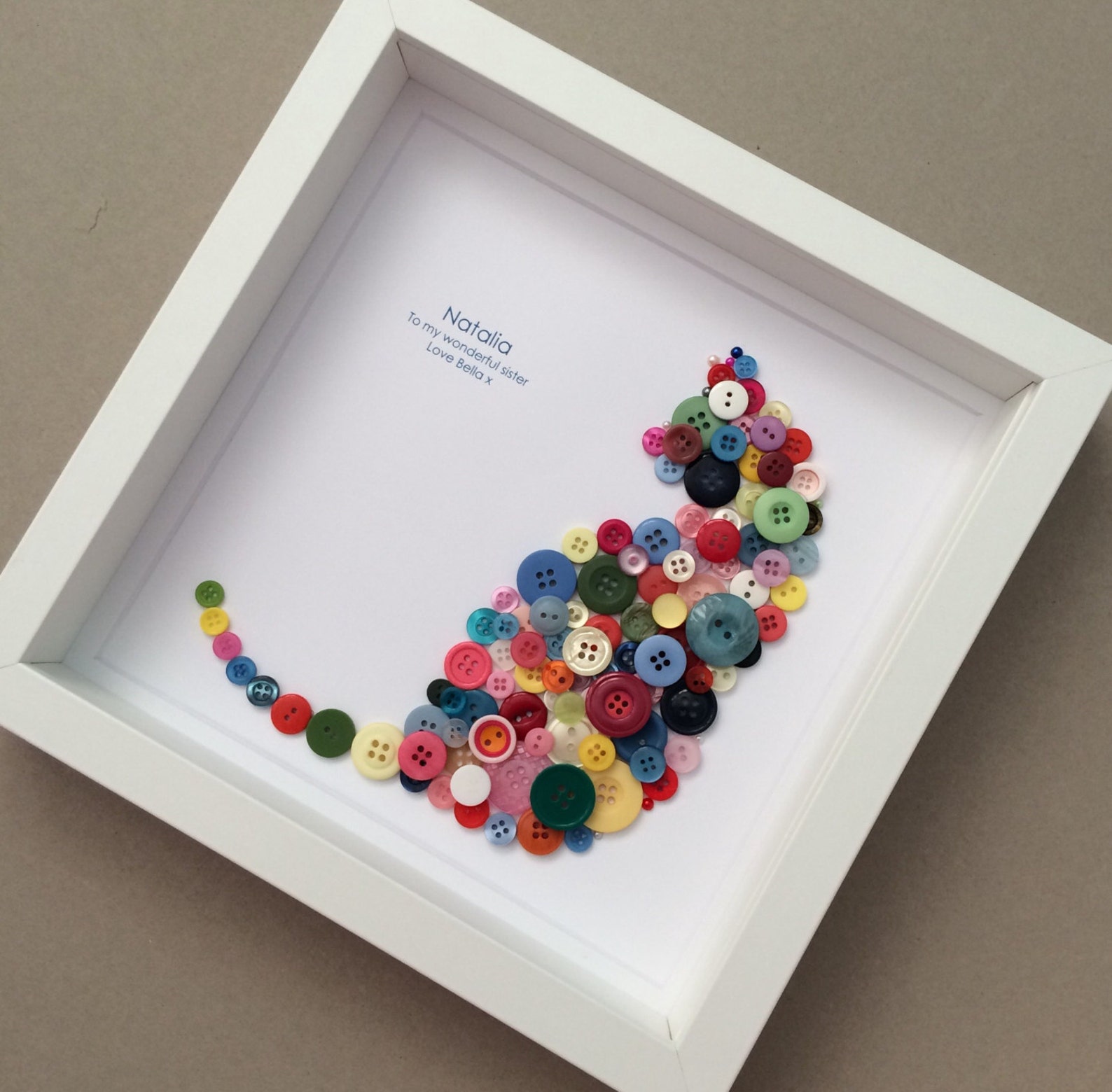 Cat Picture Cat Themed Gift Button Art Cat Personalised - Etsy UK