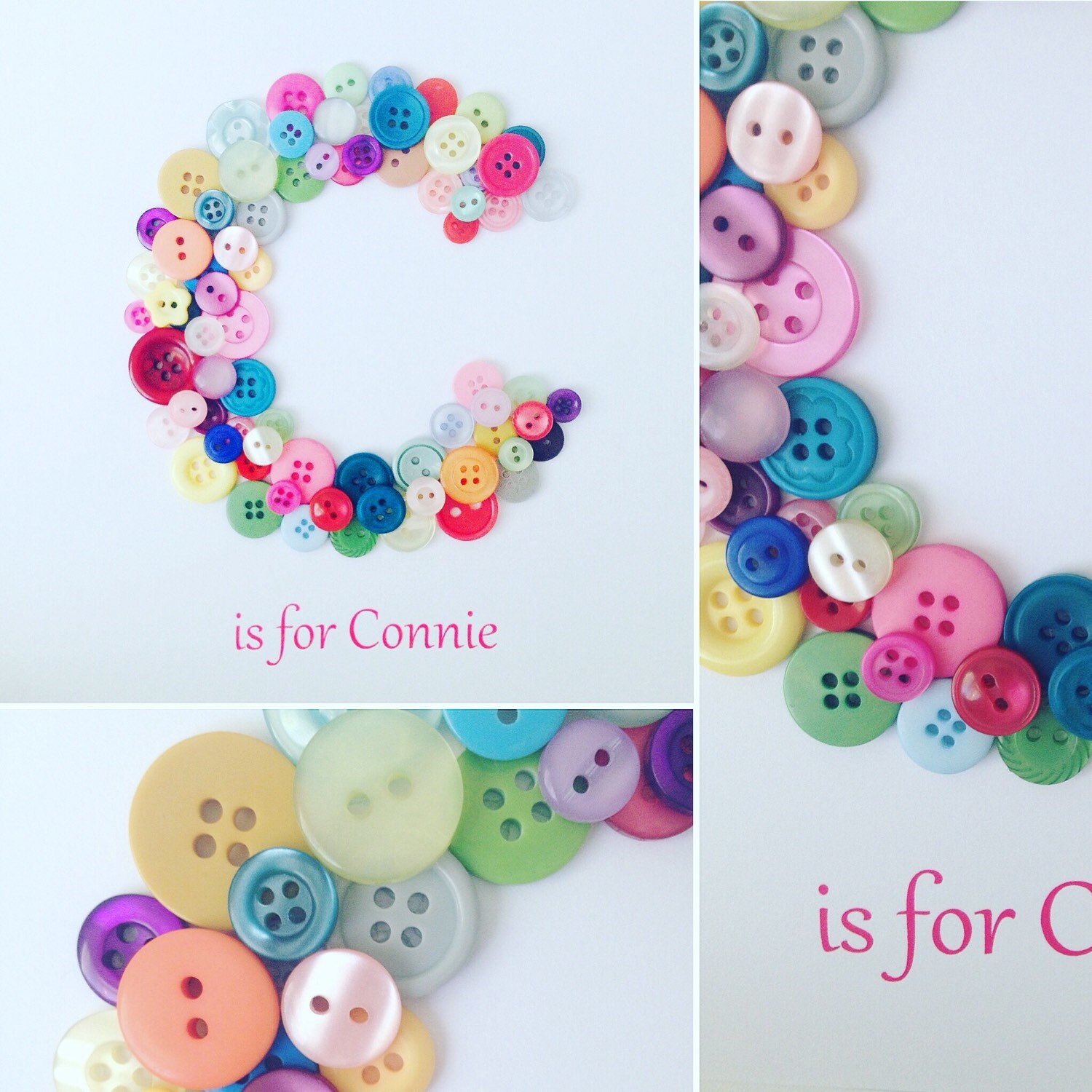 Button Art Initial Picture, Button Letter, Alphabet Art, Christening ...