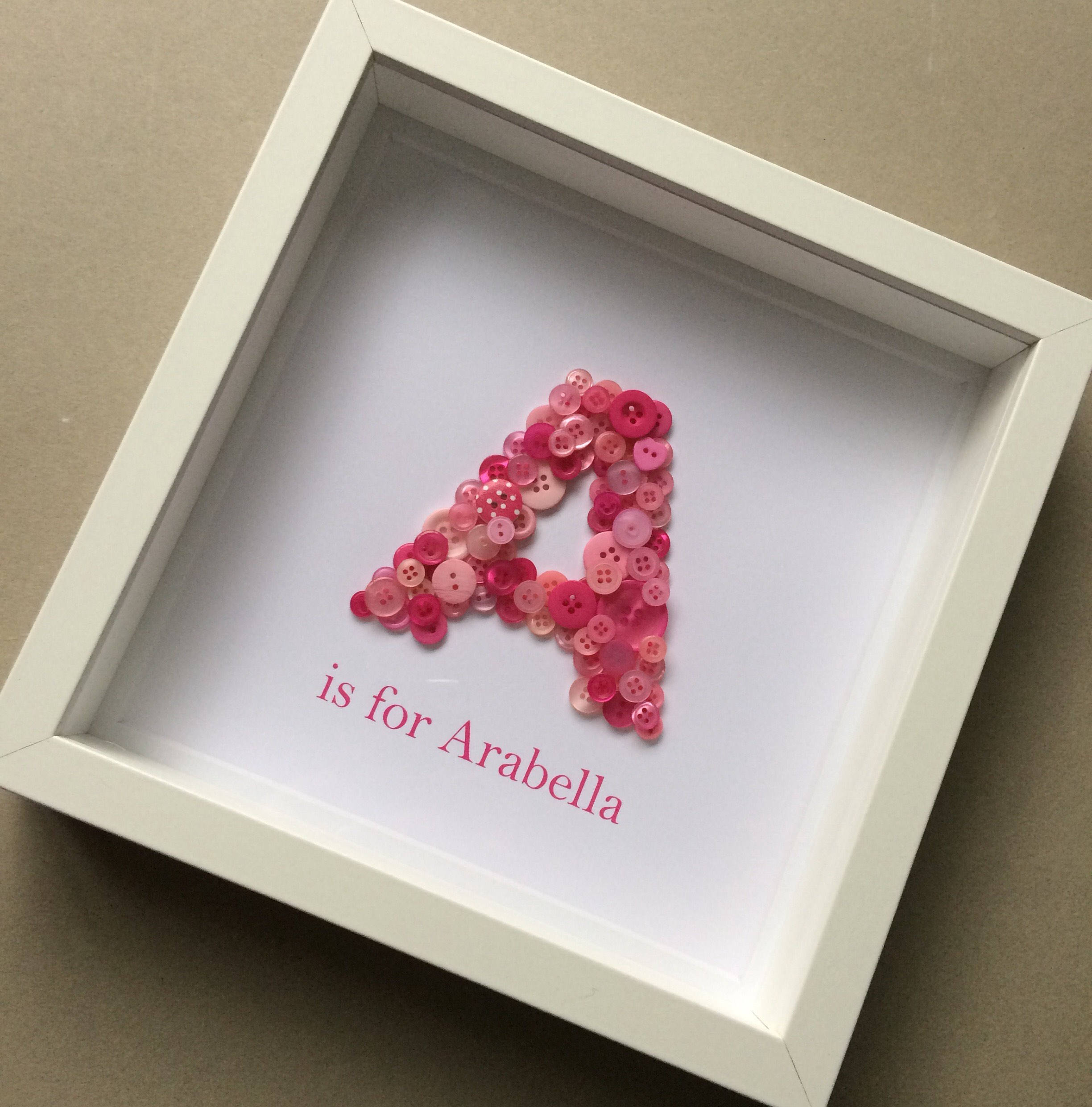 Initial Artwork Button Art Initial Christening Gift Baby | Etsy UK