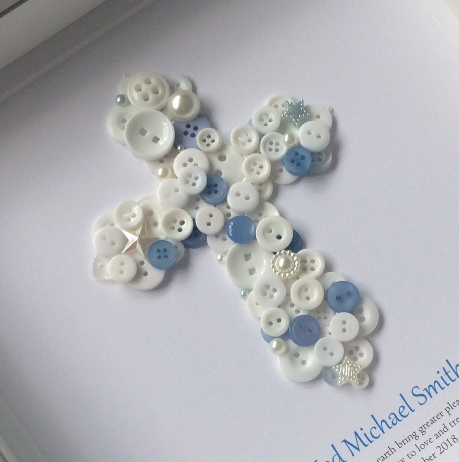 Baptism Gift for Boys - Christening Gift - Button Art - Confirmation ...
