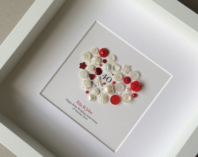 40th Anniversary Gift, Ruby Wedding, 40th Wedding Anniversary, Ruby ...