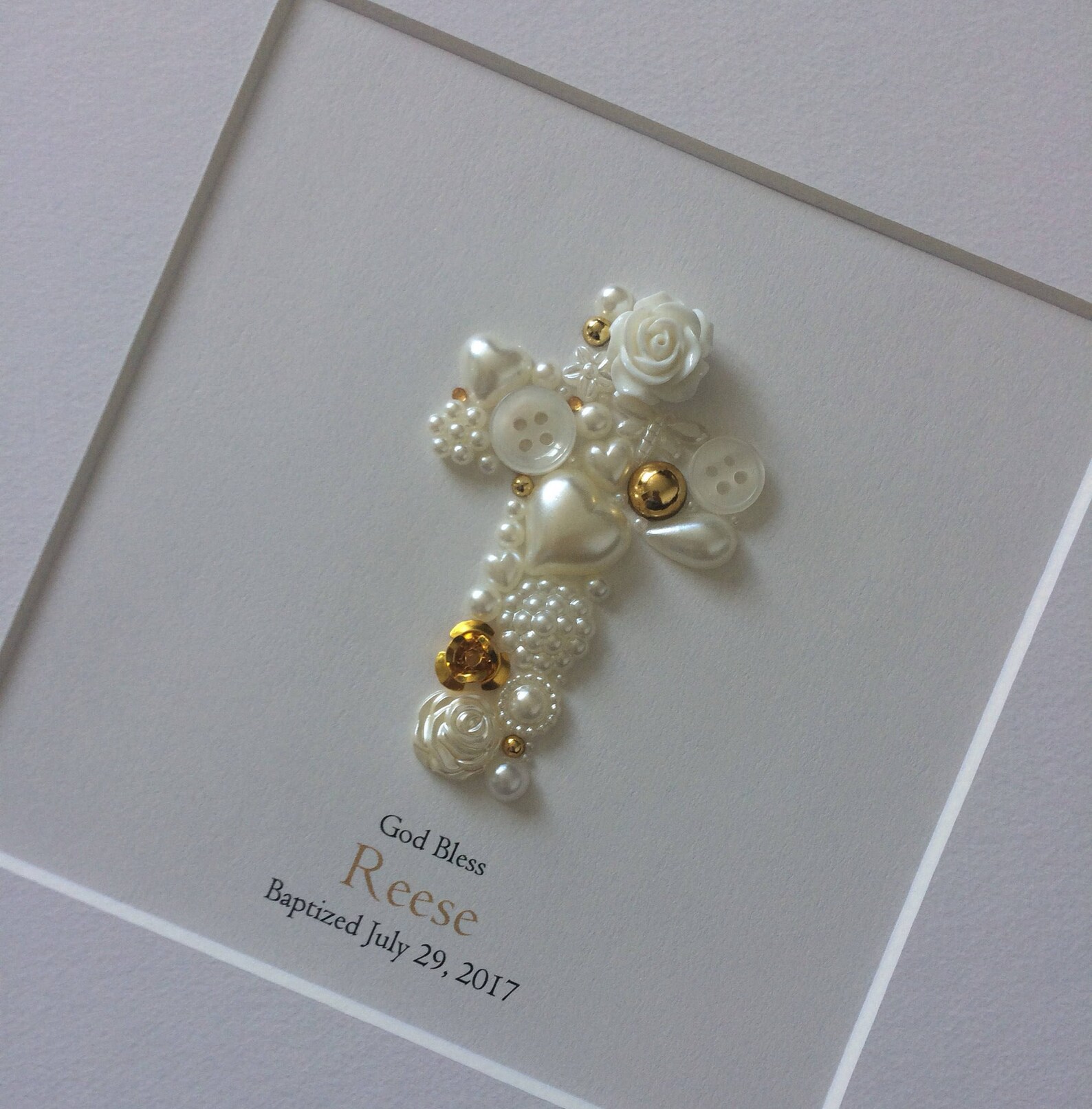 Christening Gift Gold Button Art Baptism Gift Confirmation | Etsy