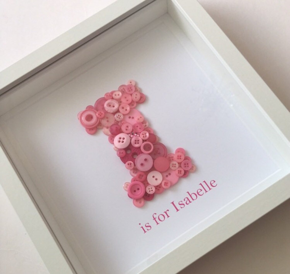 Initial Artwork Button Art Initial Christening Gift Baby - Etsy Canada