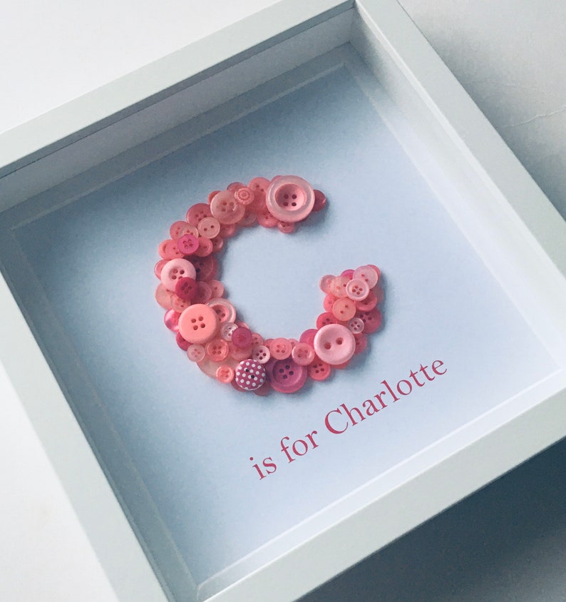 Initial Artwork Button Art Initial Christening Gift Baby - Etsy