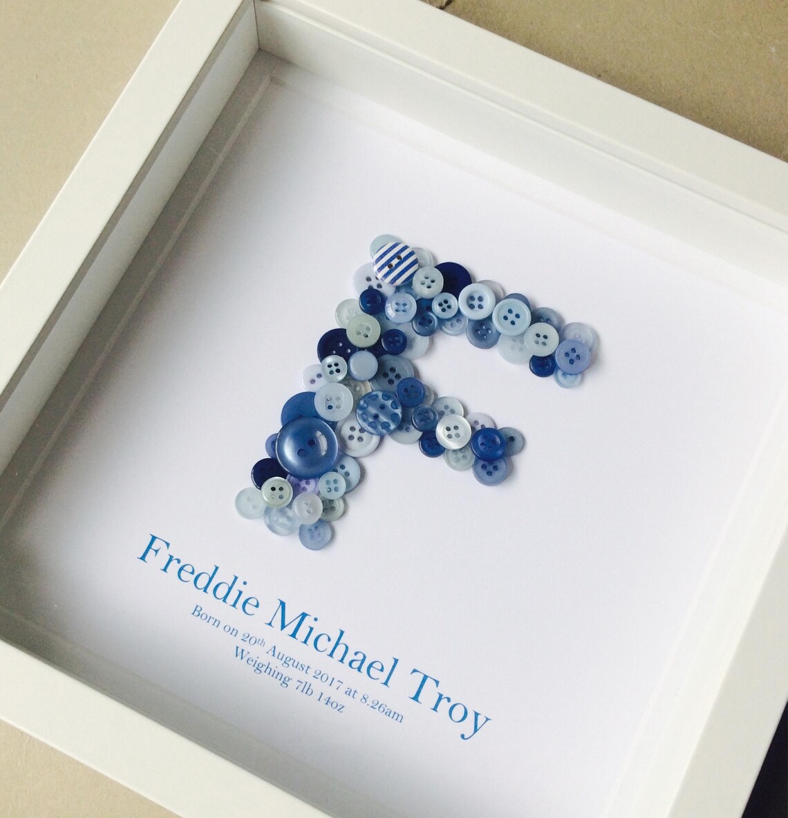 Initial Button Art Button Letter Page Boy Gift New Baby Boy - Etsy UK