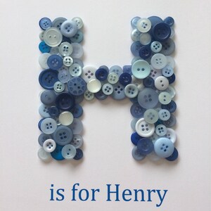 Initial Button Art, Button Letter, Page Boy Gift, New Baby Boy Art, New ...