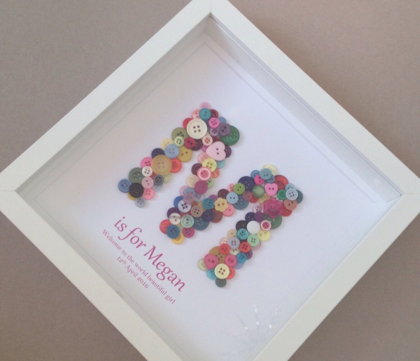 Button Art Initial Picture, Button Letter, Alphabet Art, Christening ...