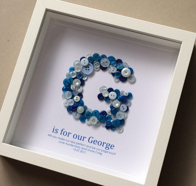 Initial Button Art Button Letter Page Boy Gift New Baby Boy - Etsy UK
