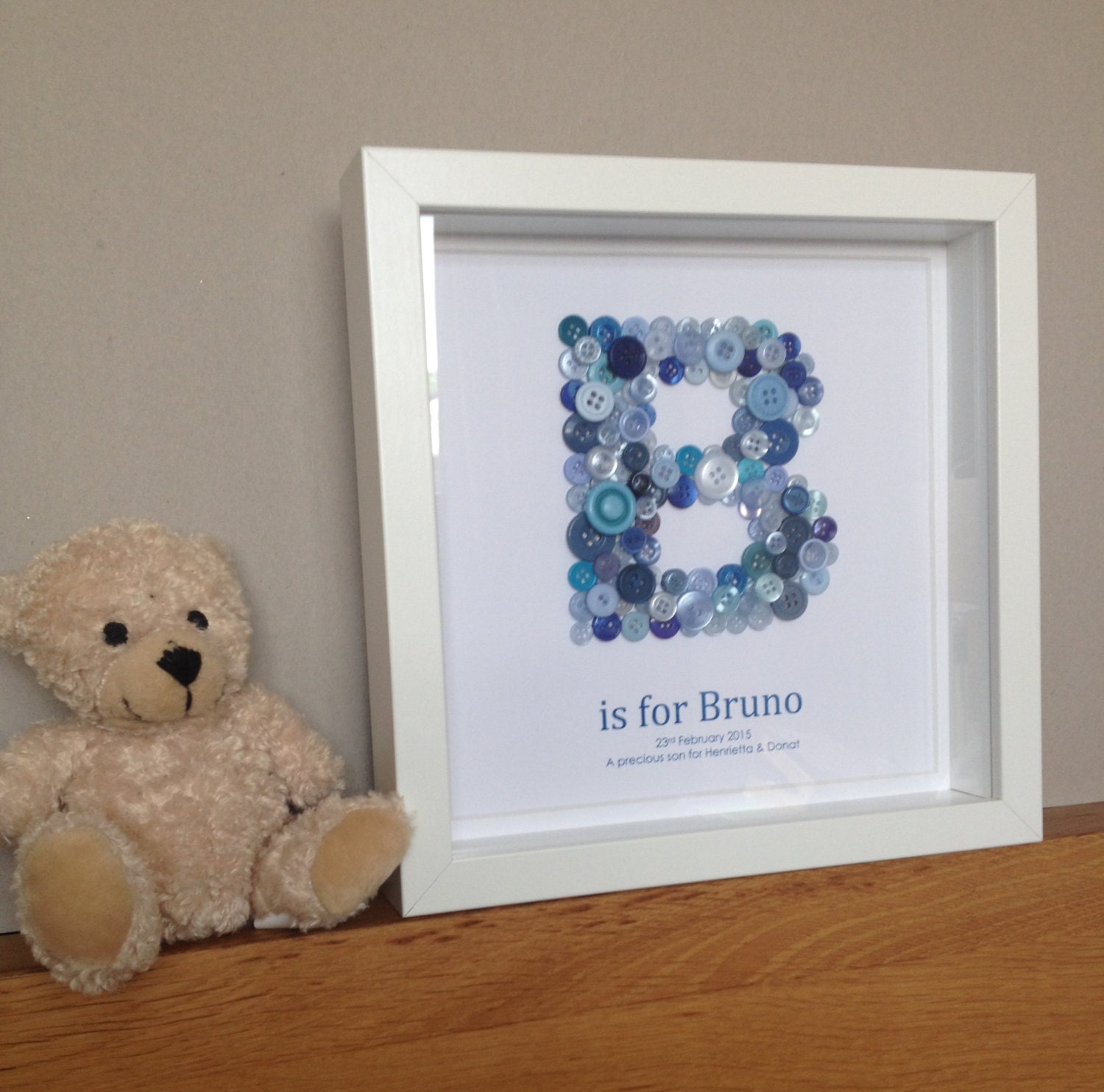 Initial Button Art Button Letter Page Boy Gift New Baby Boy - Etsy UK