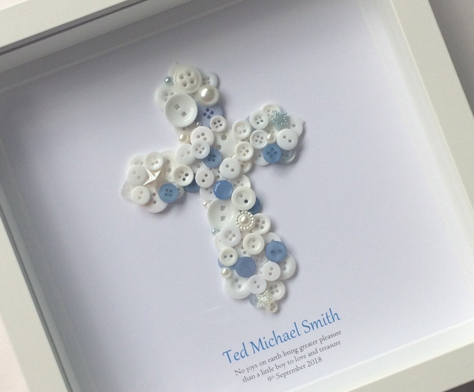 Baptism Gift for Boys - Christening Gift - Button Art - Confirmation ...