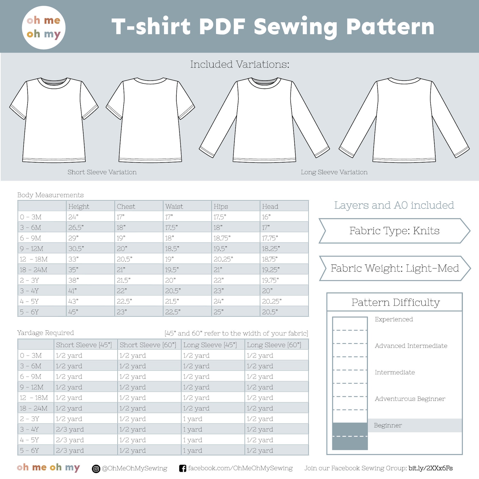 Easy T-shirt PDF Sewing Pattern - Etsy