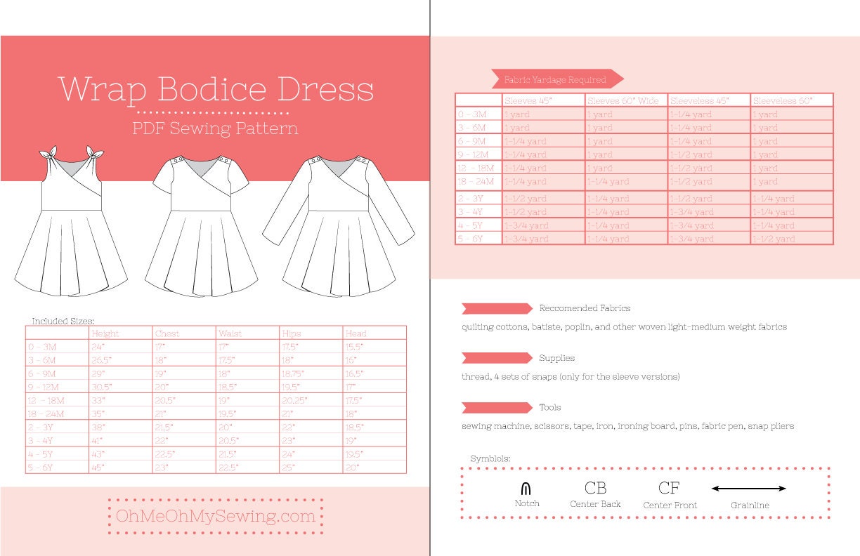 Easy Wrap Bodice Dress PDF Sewing Pattern - Etsy